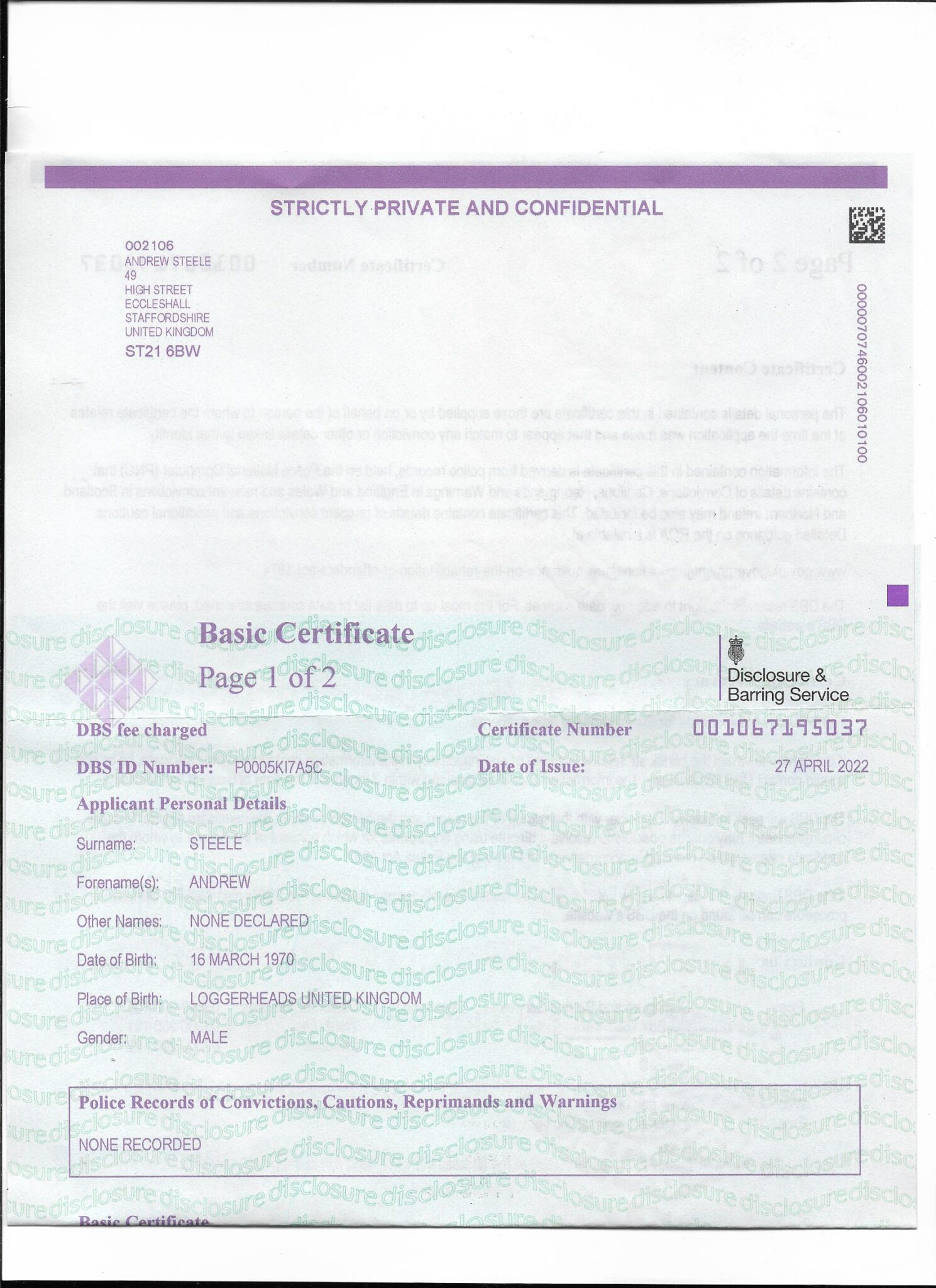 DBS Certificates - ASFAB Washroom Systems Ltd.