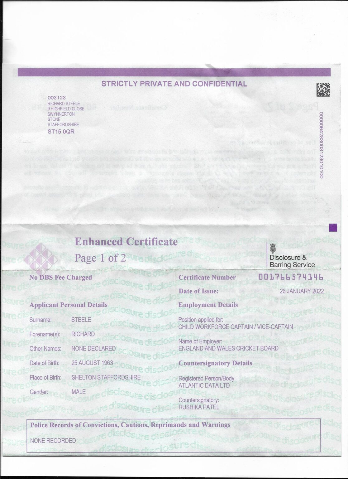 DBS Certificates - ASFAB Washroom Systems Ltd.